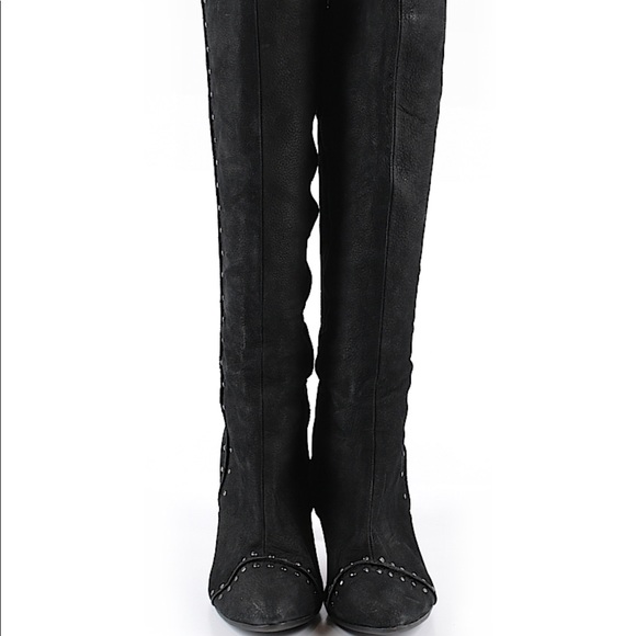 Max Studio | Shoes | Leather Silver Studded Tall Boots | Poshmark